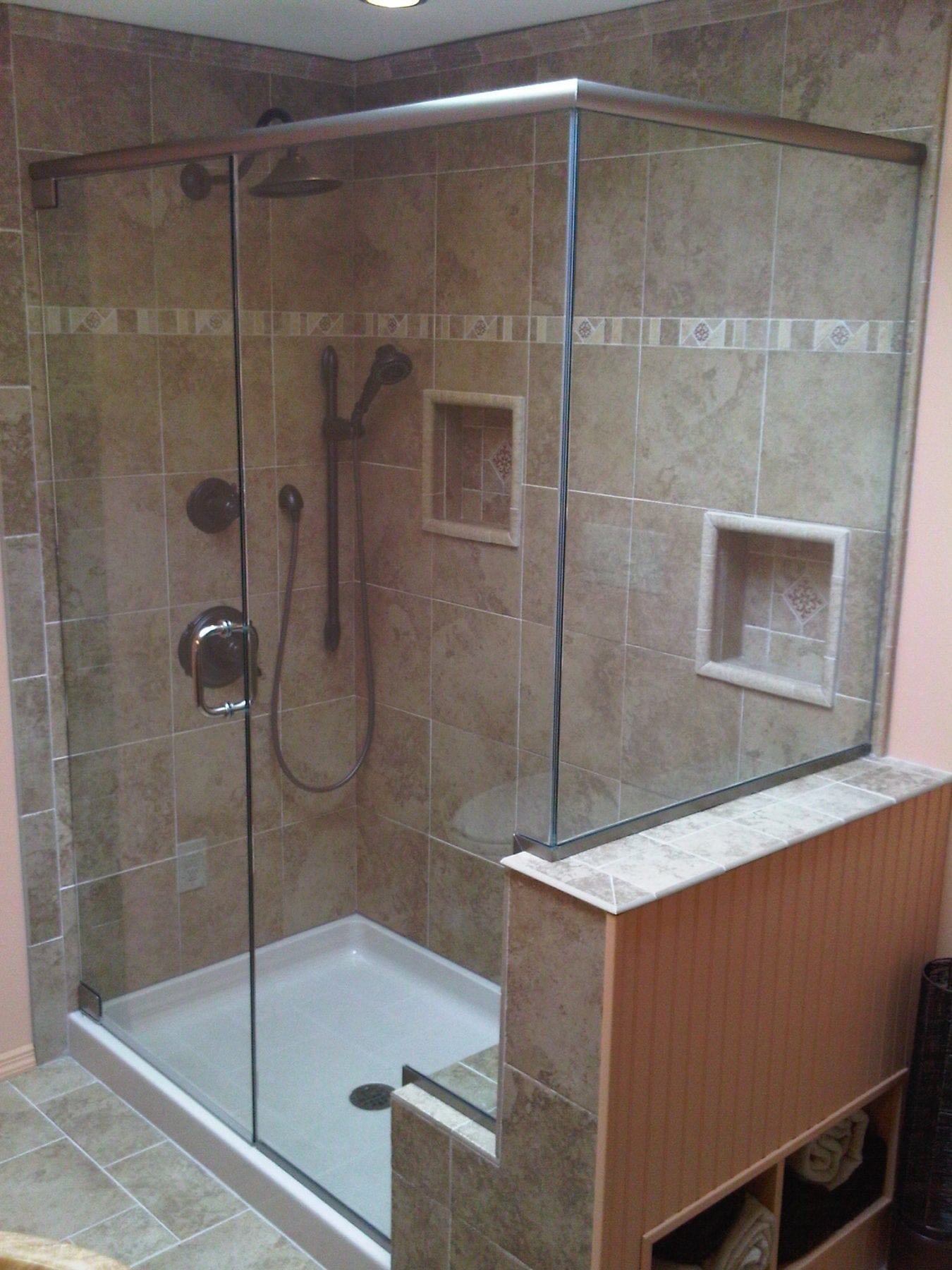 Shower Enclosure Corner with Notch for Bench and Notch for ½ wall 2 ...