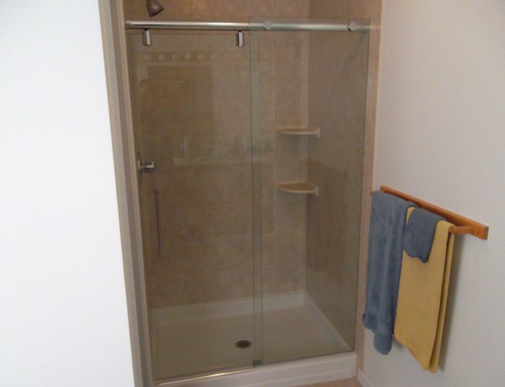 Barn Style Slider With Half Wall Absolute Shower Doors