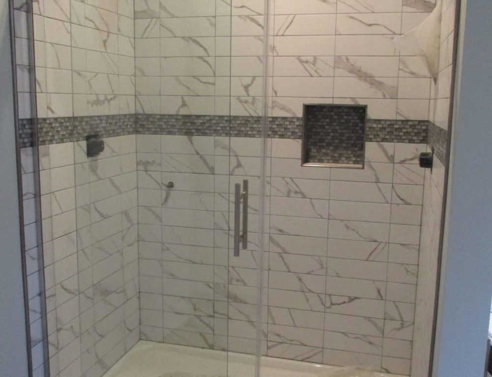 Barn Style Slider With Half Wall Absolute Shower Doors