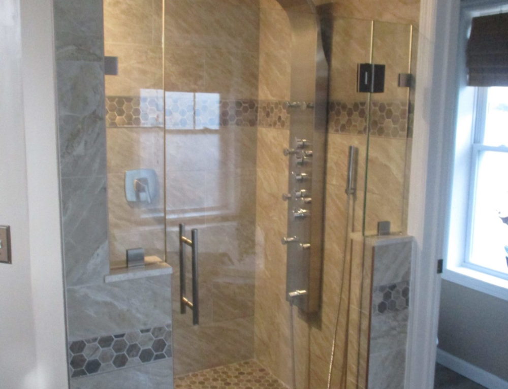 Frameless Shower Door with Operable Transom – Absolute Shower Doors
